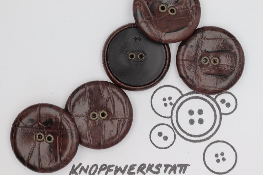 5 Leather Buttons 28 Mm, Buttons, Traditional Buttons, Buttons, Sewing ...