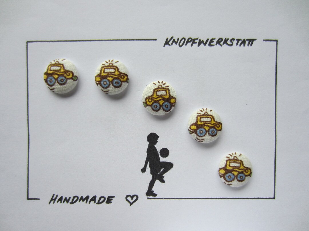 5 Fabric Buttons AUTO 18 Mm, Buttons, Children's Buttons, Fabric ...