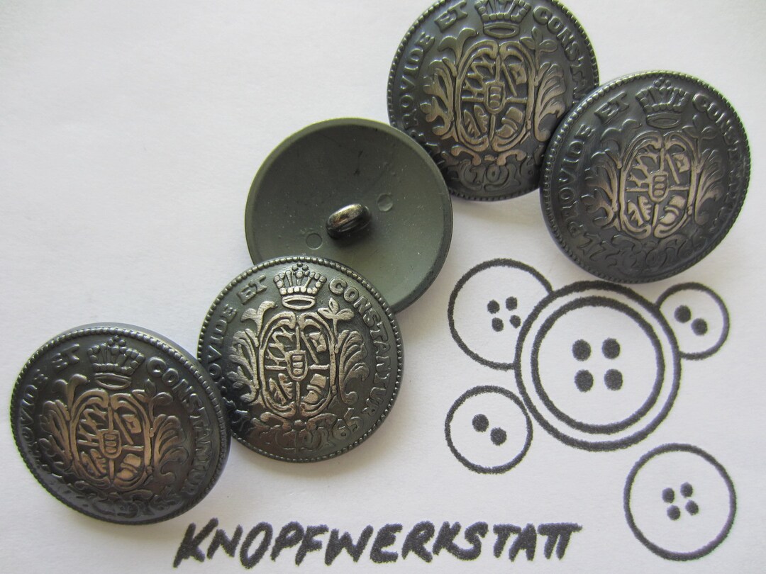 5 Metal Buttons 20 or 25 Mm, Buttons, Traditional Costume Buttons ...