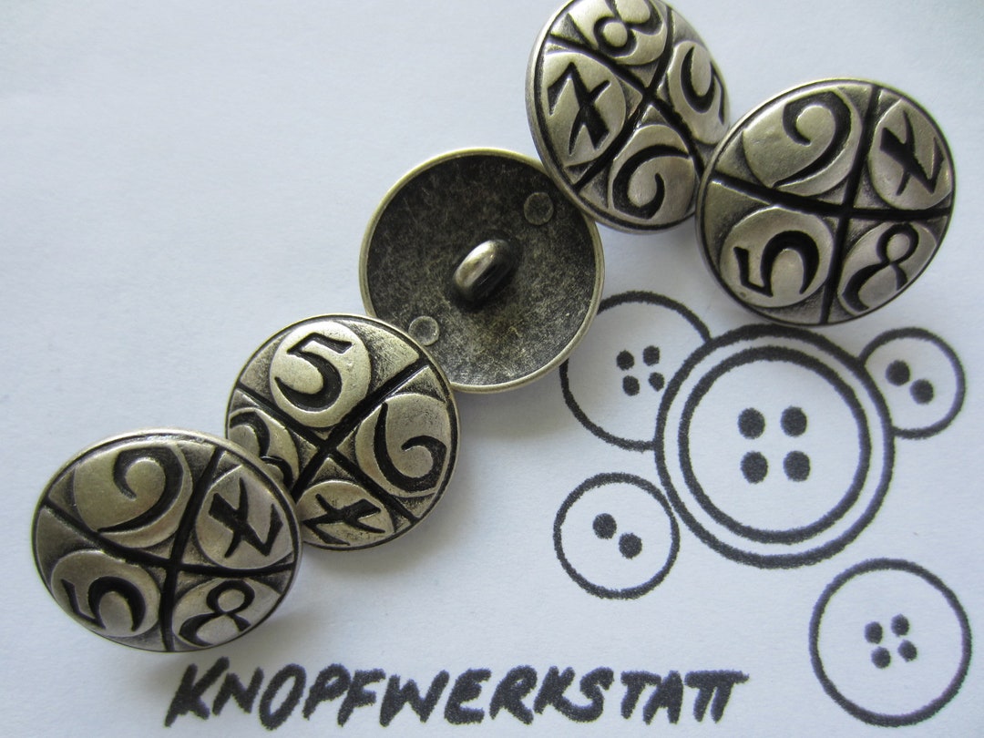 5 Metal Buttons 20 Mm, Buttons, Traditional Buttons, Buttons, Shank ...