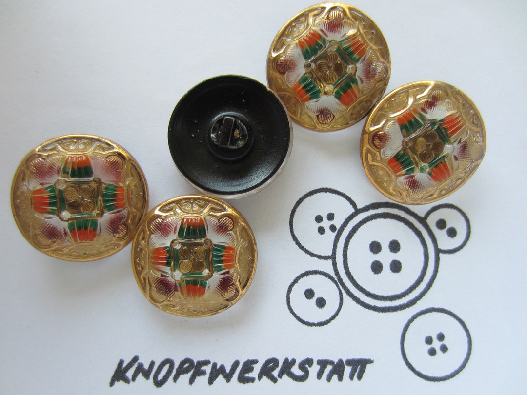 5 Glass Buttons 14, 18 and 23 Mm, Buttons, Traditional Buttons, Buttons ...