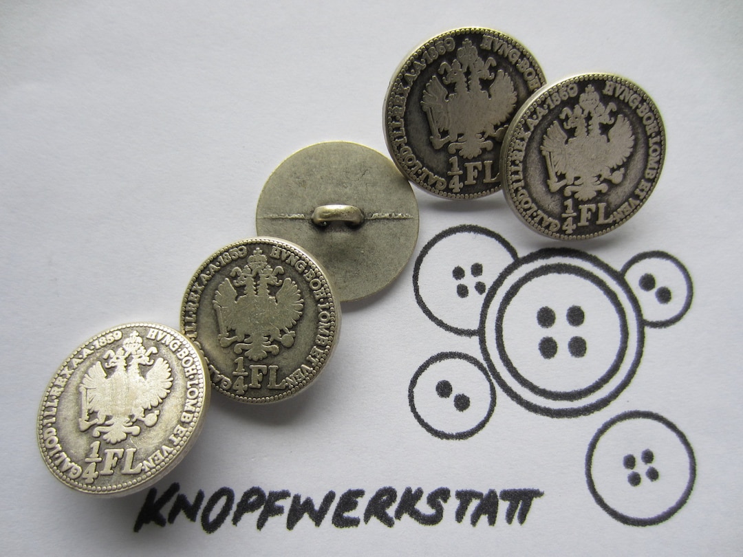 5 Metallknöpfe 15 Oder 20mm, Button, Trachtenknöpfe, Knopf, Knöpfe ...