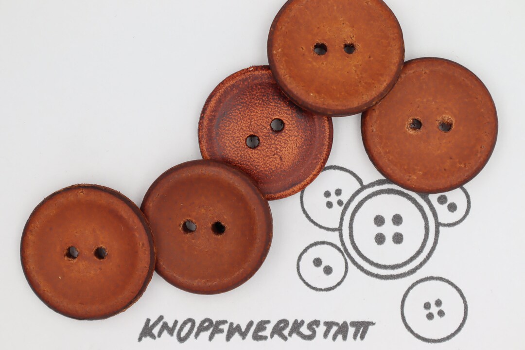 5 Leather Buttons 28 Mm, Buttons, Traditional Buttons, Buttons, Buttons ...