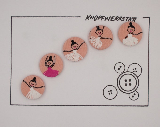 5 Fabric Buttons BALLERINA 23 Mm, Buttons, Children's Buttons, Fabric ...