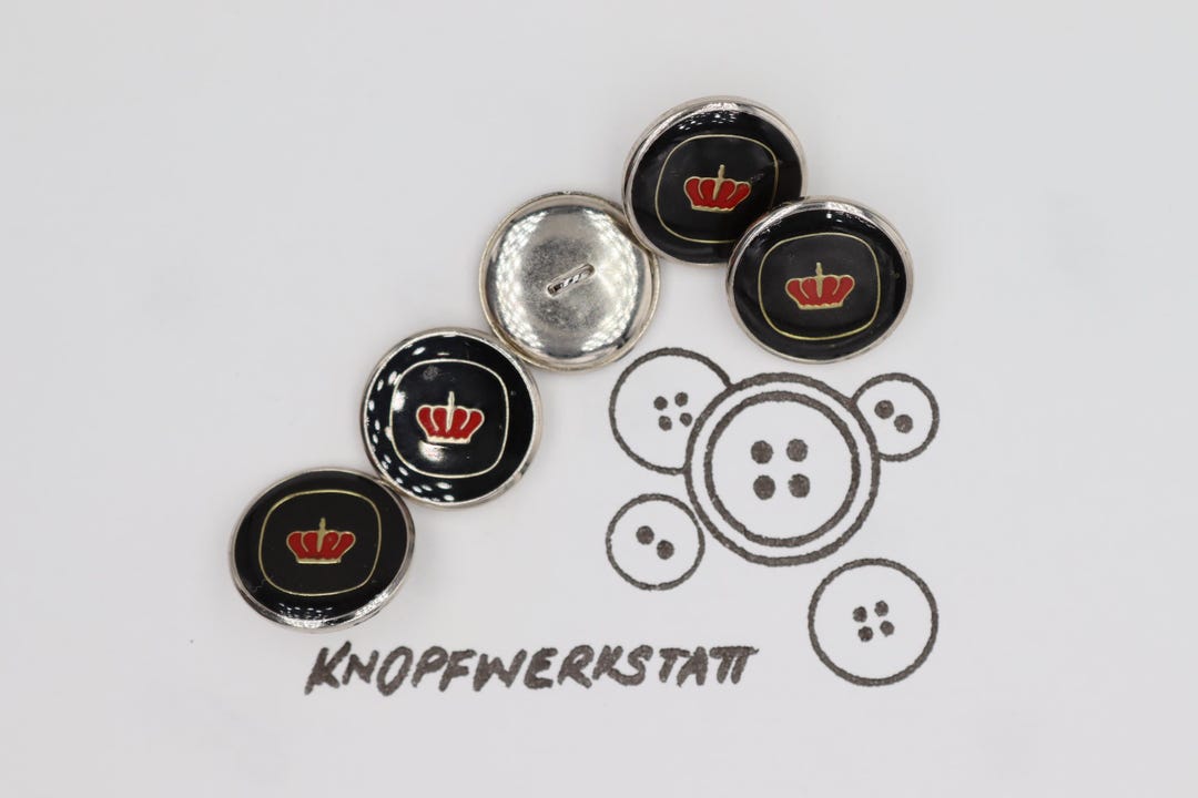 5 Metal Buttons 20 Mm, Buttons, Uniform Buttons, Flat Buttons, Metal ...