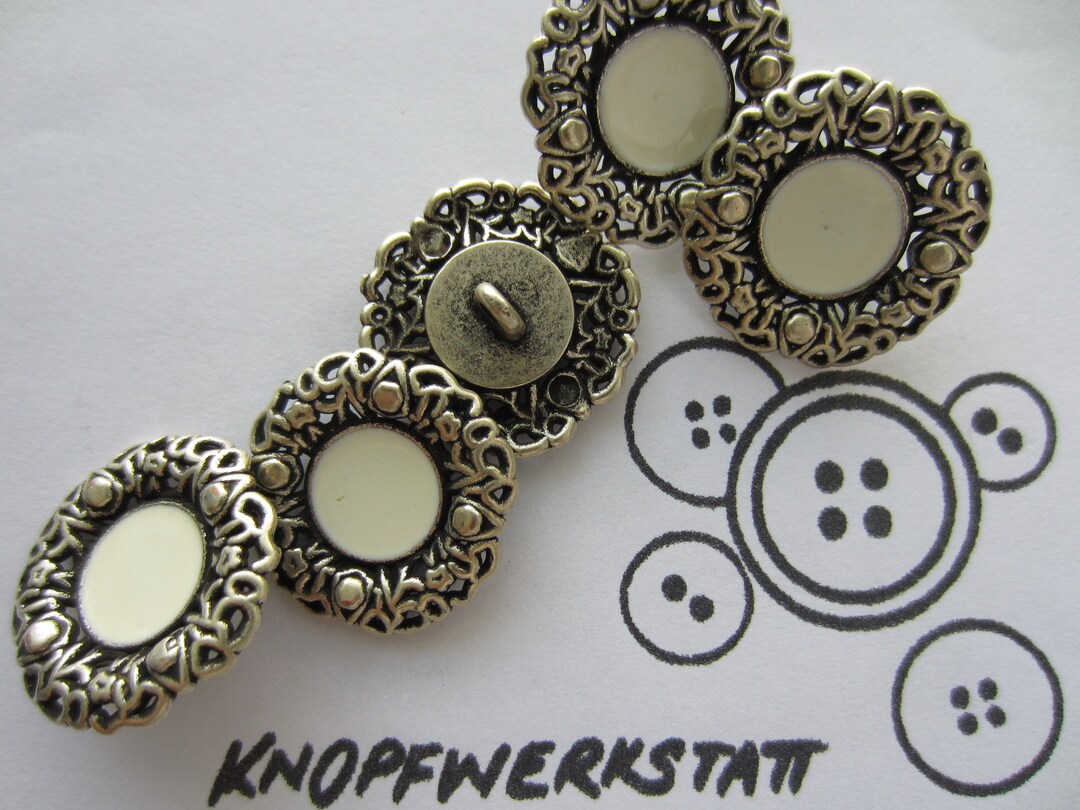 5 Metal Buttons 16, 23, 28 Mm, Buttons, Traditional Buttons, Buttons ...