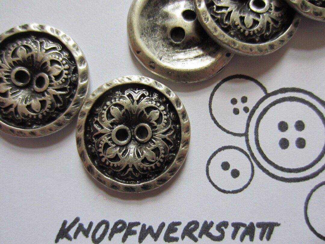 5 Metal Buttons 20 Mm or 25 Mm, Buttons, Traditional Buttons, Flat ...