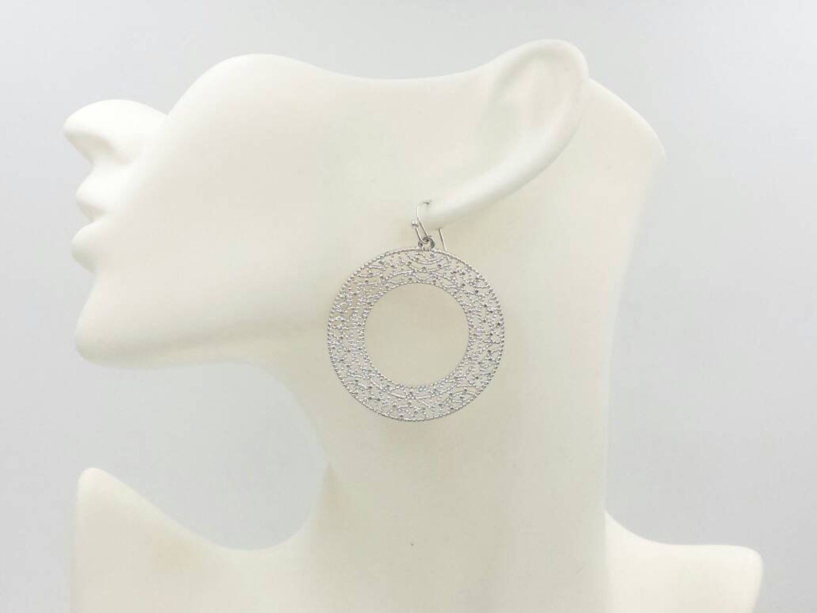 Silver Filigree Earrings Large Silver Lace Round Filigree - Etsy