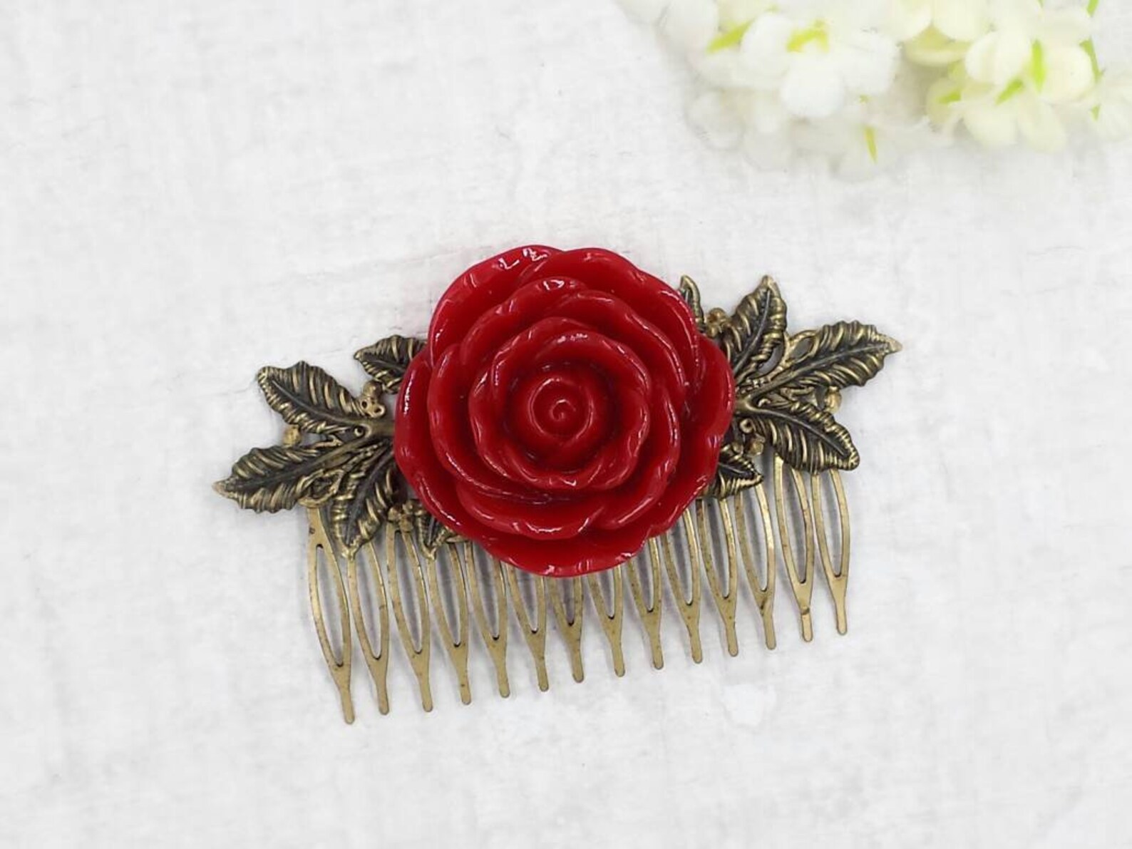 Red Rose Hair Comb Vintage Style Classic Red Flower Hair Comb - Etsy