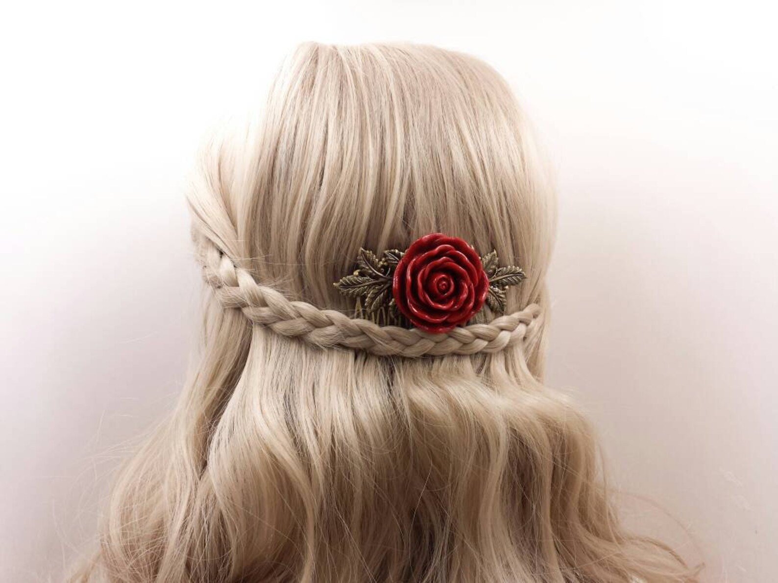 Red Rose Hair Comb Vintage Style Classic Red Flower Hair Comb - Etsy