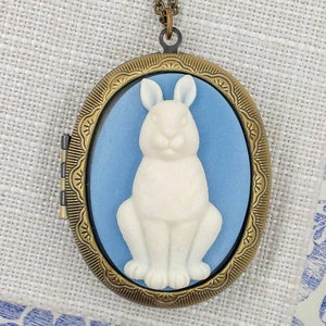 Rabbit Locket Rabbit Cameo Locket Necklace Bunny Necklace Hare Animal ...