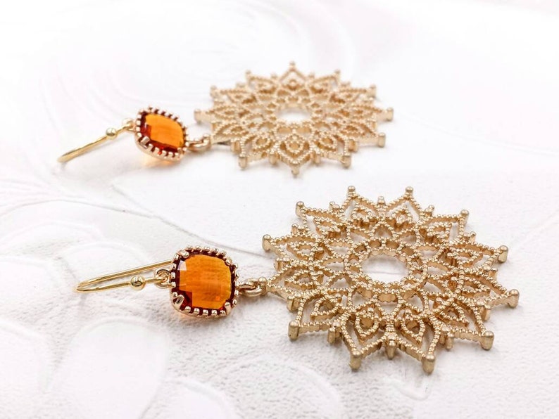 Sunflower Earrings Gold Filigree Sun Earrings Garden Flower - Etsy