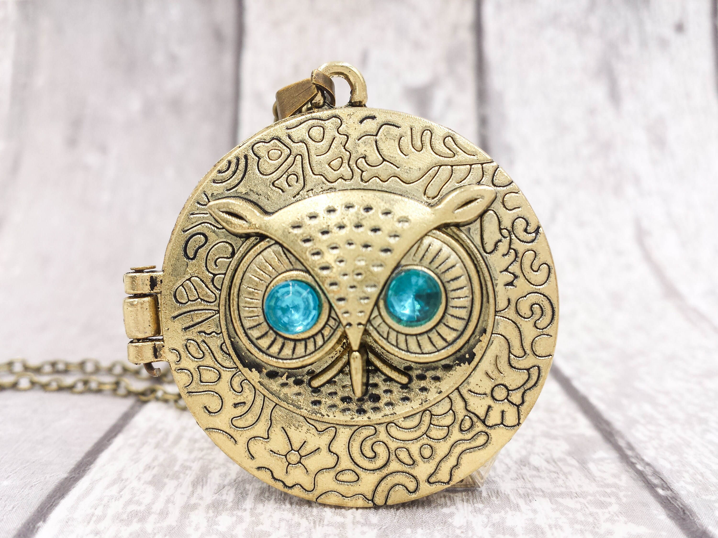 Owl Locket Necklace Owl Necklace Mark of Athena Inspired Owl - Etsy