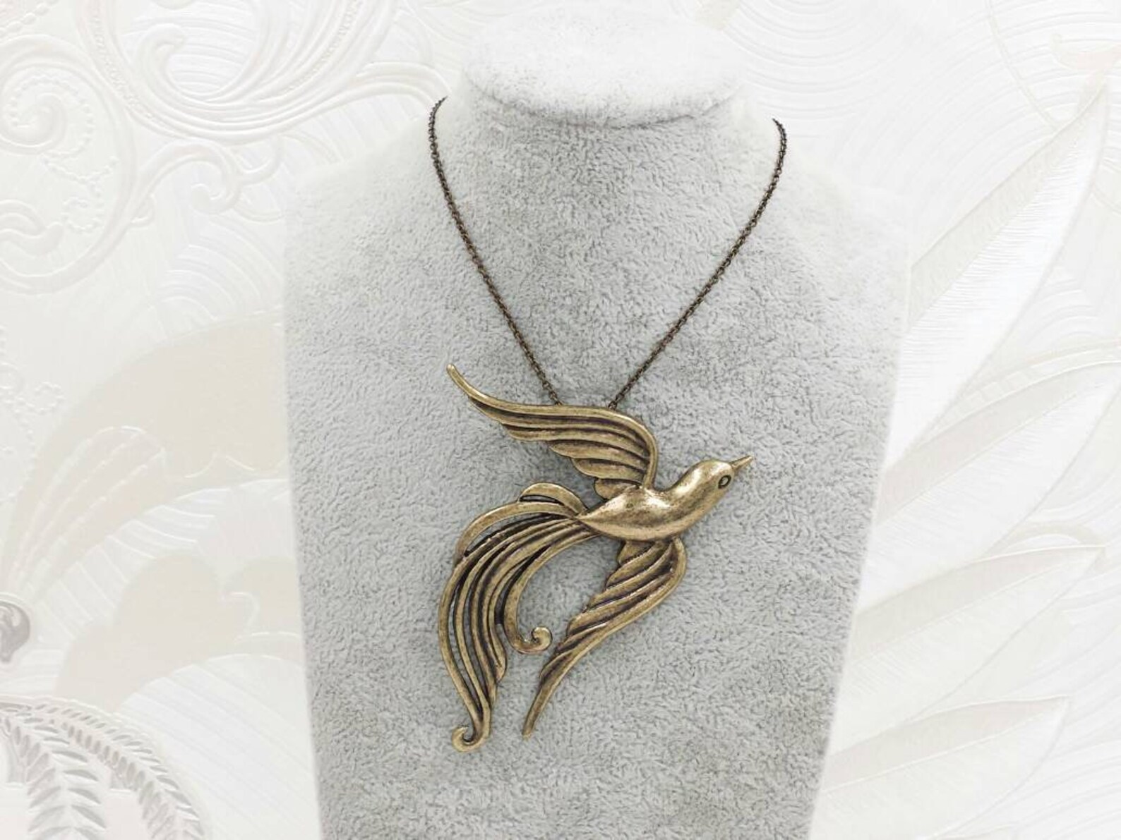 Phoenix Necklace Large Bird Necklace Flying Bird Pendant | Etsy