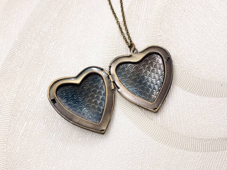 Ocean Butterfly Heart Locket Necklace- Sea Blue Wave Boho Romantic ...