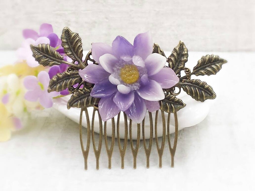 Bridal Hair Comb Lotus Hair Comb Water Lily Flower Comb Chrysanthemum ...