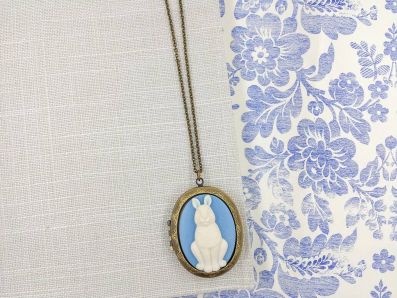 Rabbit Locket Rabbit Cameo Locket Necklace Bunny Necklace Hare - Etsy