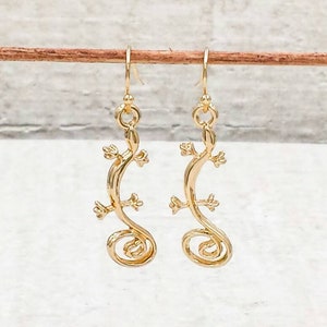 Gold Lizard Earrings Whimsical Woodland Earrings Gecko Earrings Cute ...