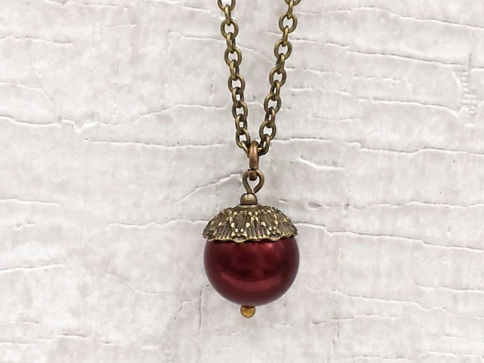 Acorn Necklace 15 Colors Acorn Pearl Pendant Woodland | Etsy