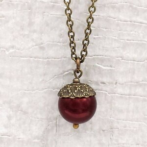 Acorn Necklace 15 Colors Acorn Pearl Pendant Woodland Inspired Autumn ...