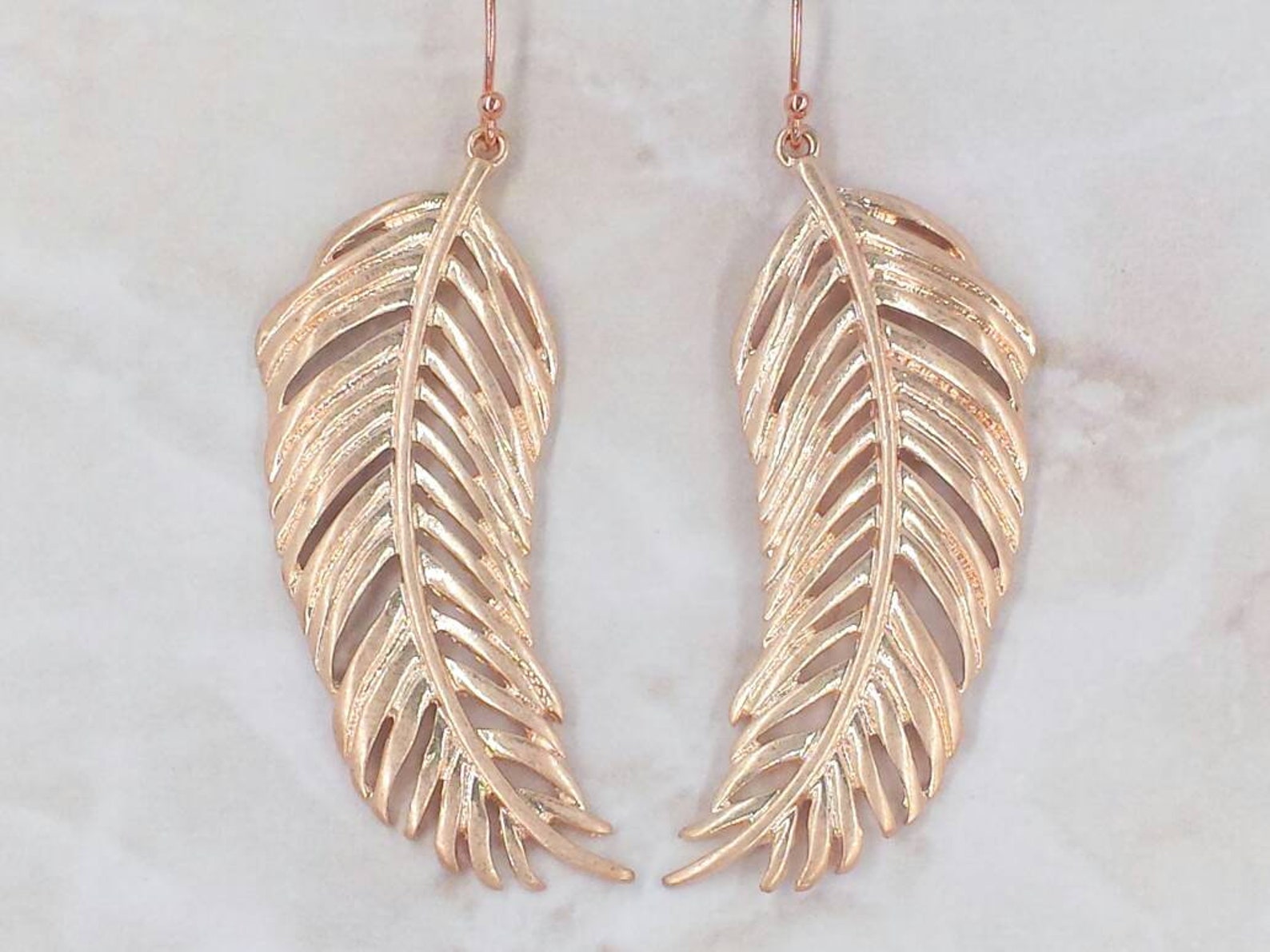 Leaf Earrings Rose Gold Fern Earrings Leafy Branch Earrings - Etsy