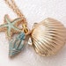 Seashell Locket Necklace, Gold Sea Shell Pendant Necklace, Ocean Beach ...