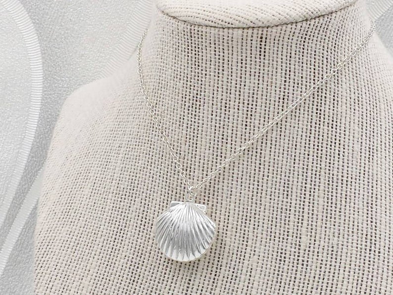 Seashell Locket in Seashell Box Silver Sea Shell Pendant | Etsy