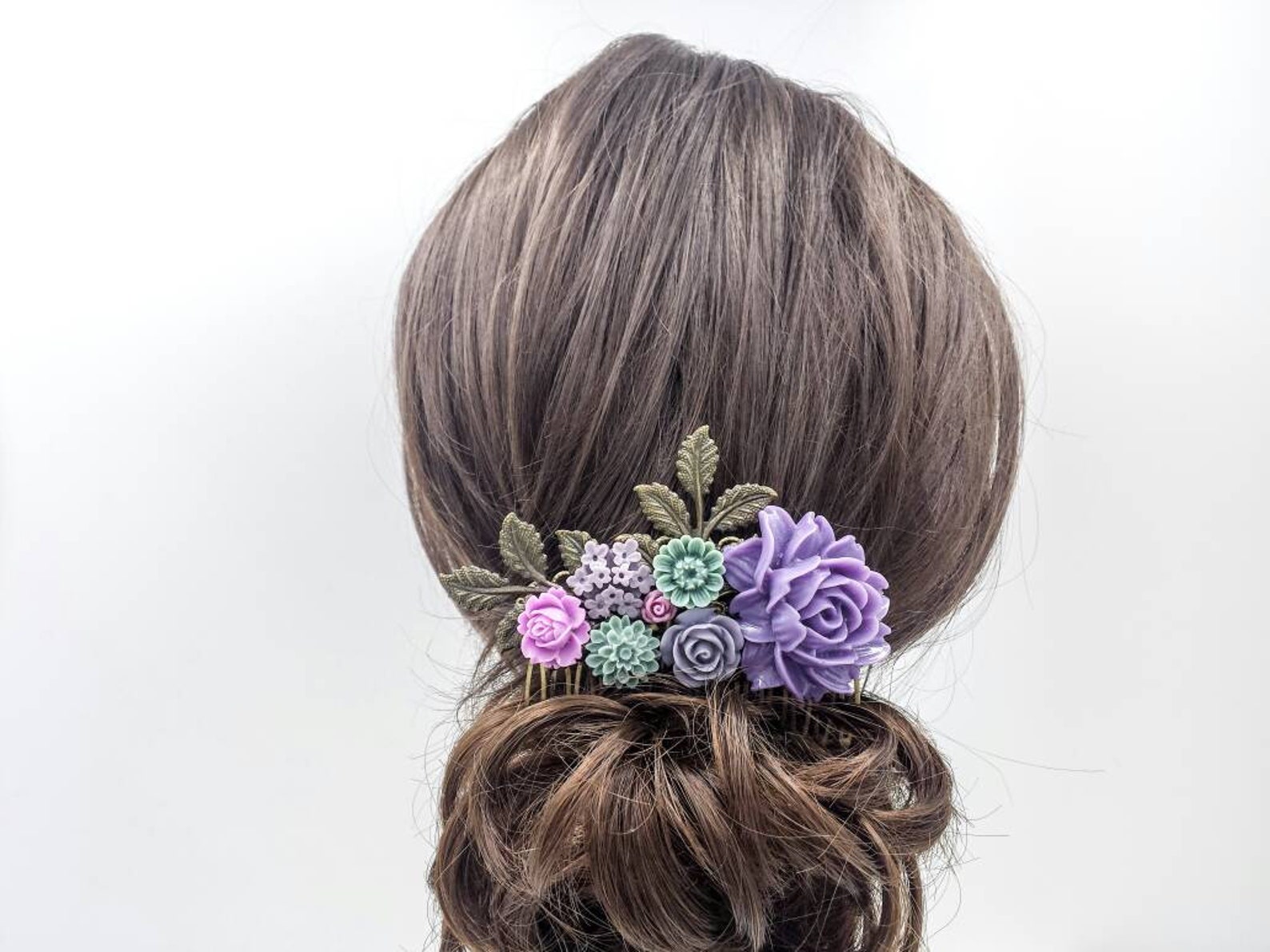 Purple and Blue Hair Comb Fuchsia Violet Rose Hair Accessory - Etsy