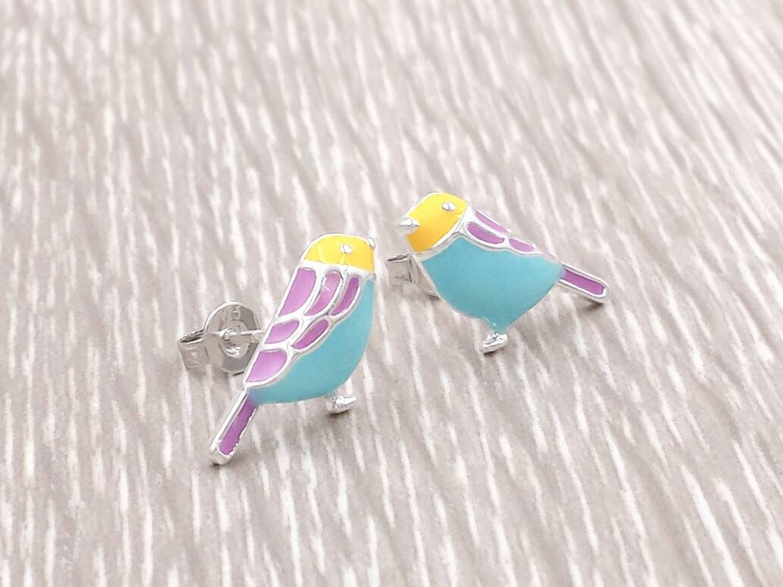 Bird Earrings Turquoise Blue Bird Earrings Lovely Boho Small | Etsy