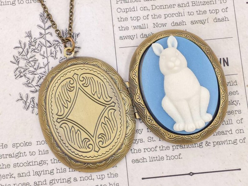 Rabbit Locket Rabbit Cameo Locket Necklace Bunny Necklace Hare - Etsy