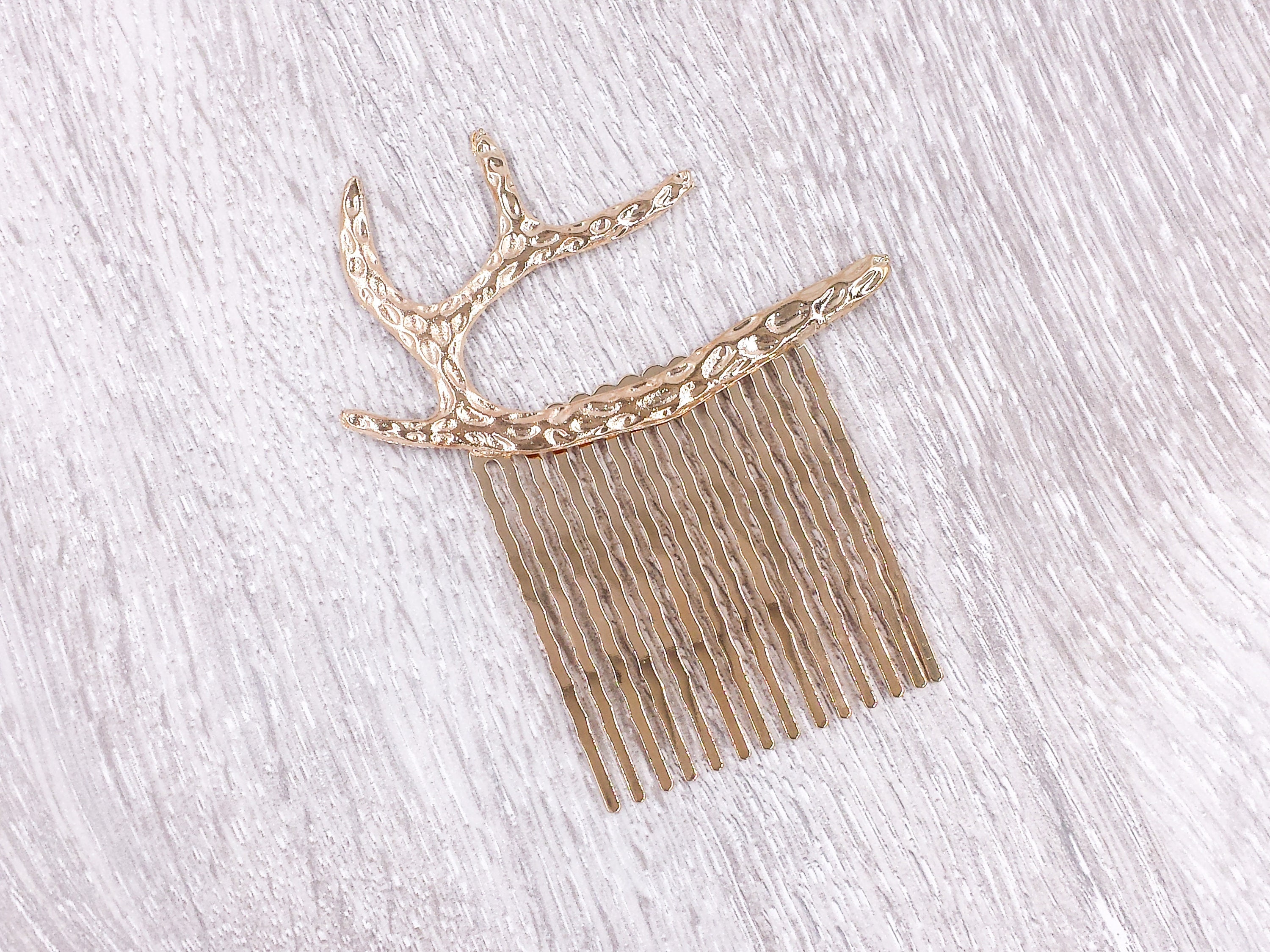 Gold Antler Hair Comb Nature Inspired Elk Antler Hair - Etsy