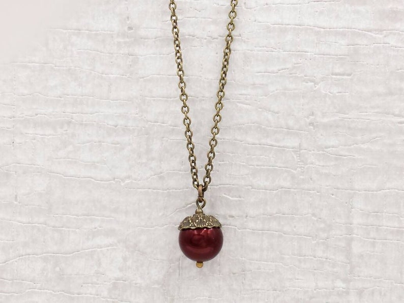 Acorn Necklace 15 Colors Acorn Pearl Pendant Woodland | Etsy