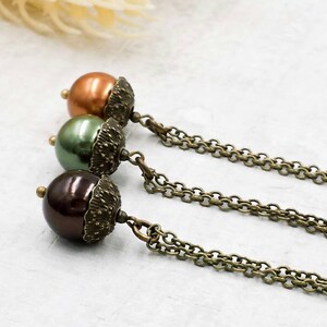Acorn Necklace 15 Colors Acorn Pearl Pendant Woodland Inspired Autumn ...