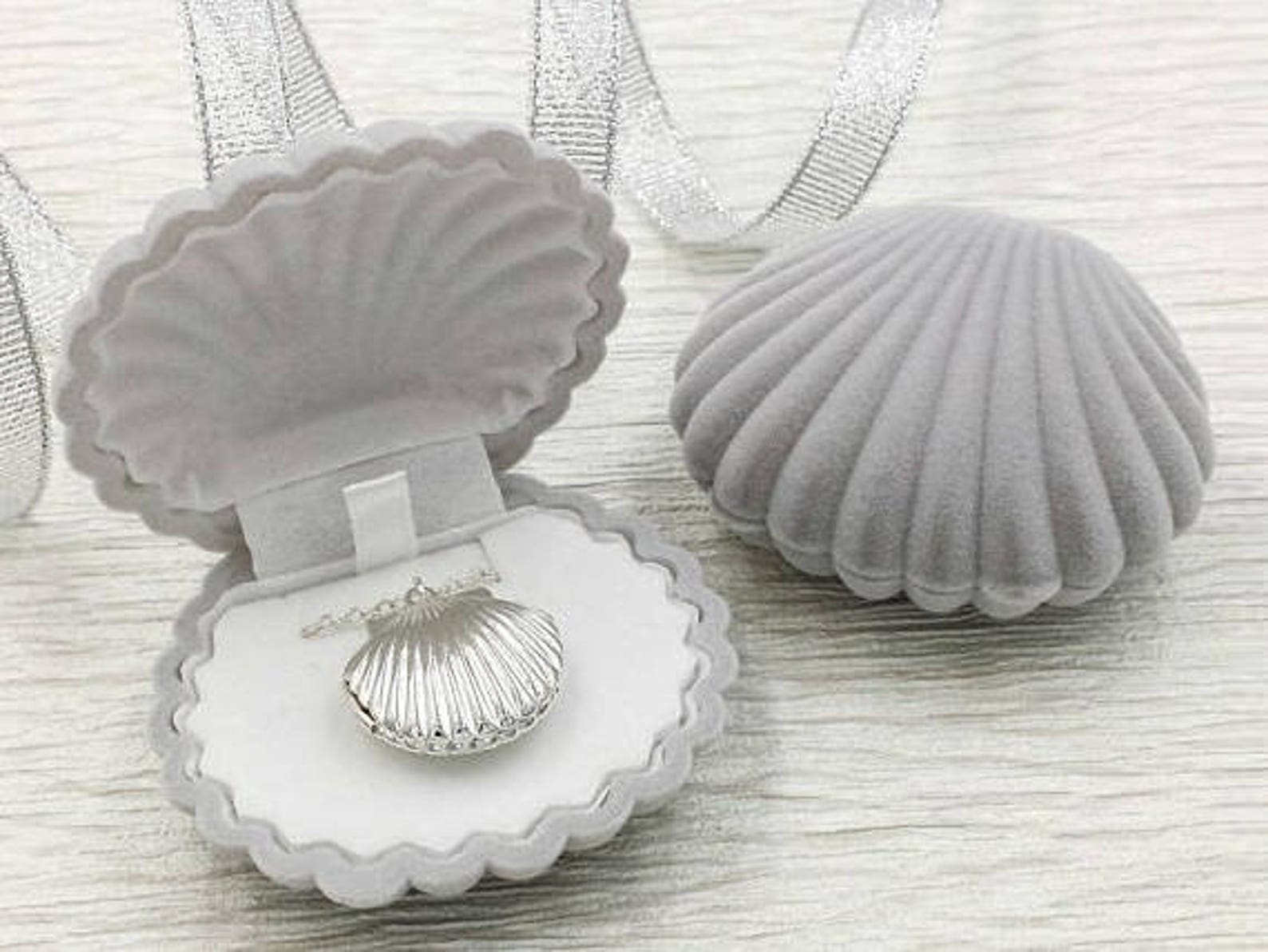 Seashell Locket in Seashell Box Silver Sea Shell Pendant - Etsy