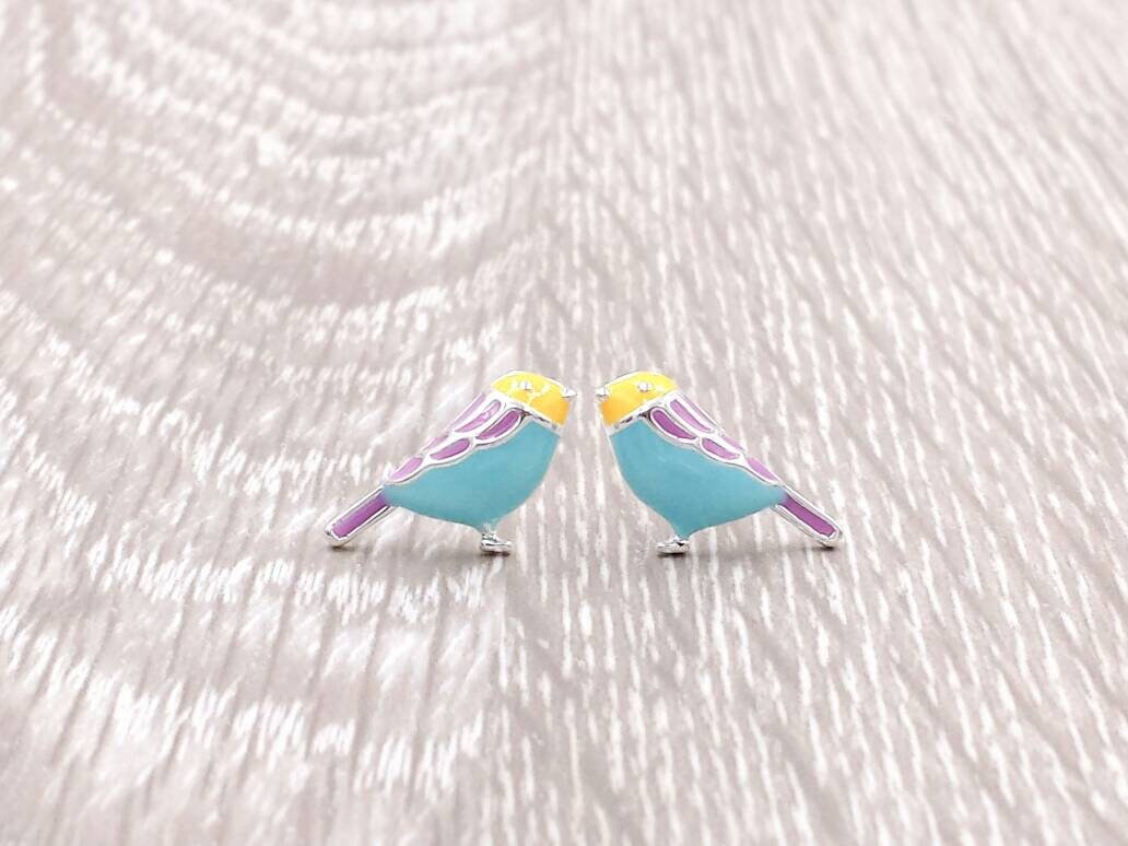 Bird Earrings Turquoise Blue Bird Earrings Lovely Boho Small | Etsy