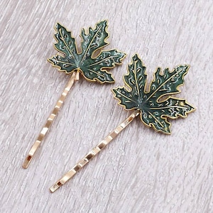 Maple Leaf Bobby Pin Autumn Leaf Hair Clip Gold and Red Maple Leaf ...
