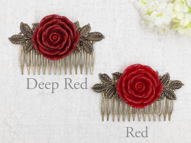 Red Rose Hair Comb Vintage Style Classic Red Flower Hair Comb - Etsy