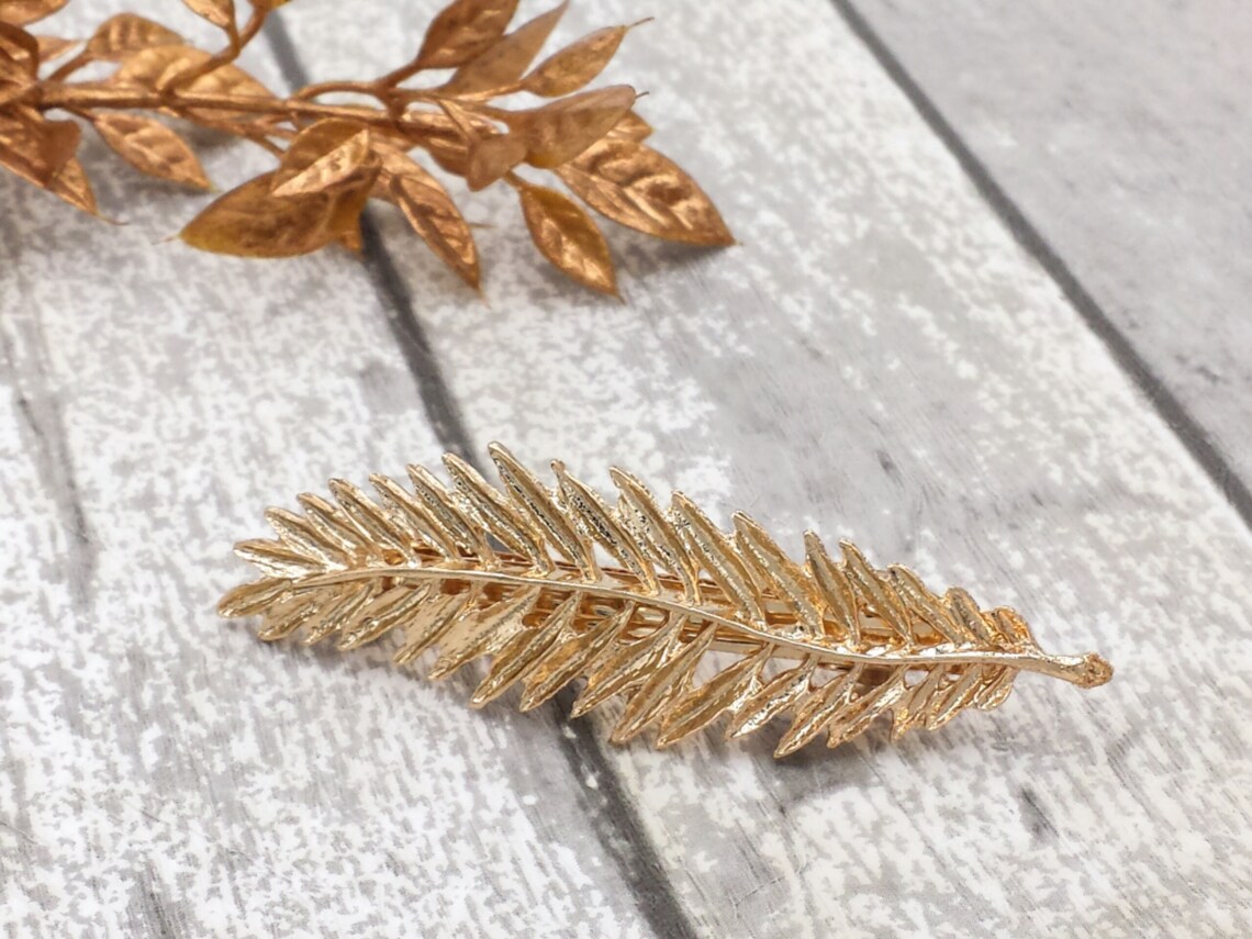Gold Leaf Hair Pin Gold Leafy Branch Barrette Pin Leaf Hair | Etsy