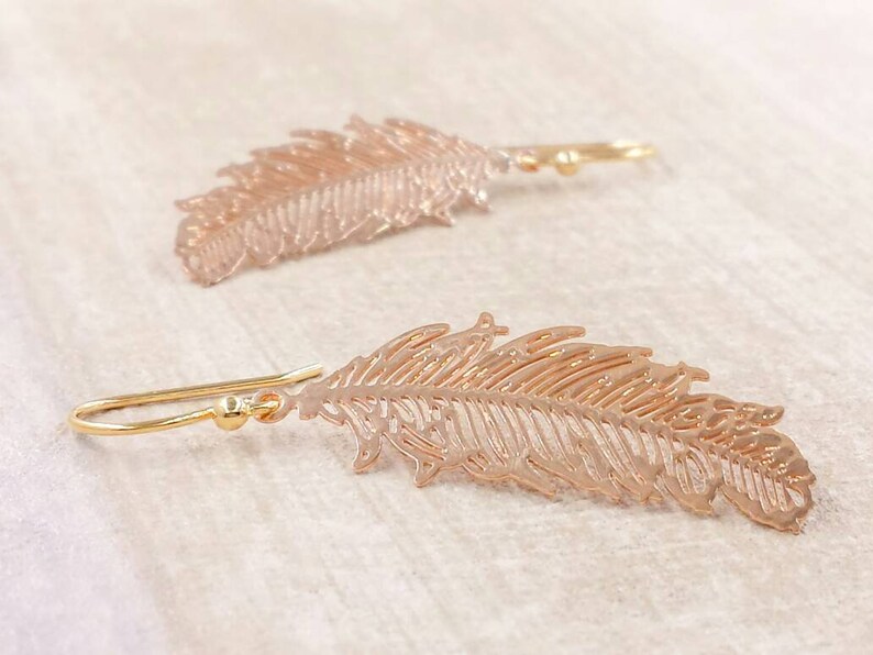 Gold Feather Earrings Gold Feather Earrings Minimalist - Etsy
