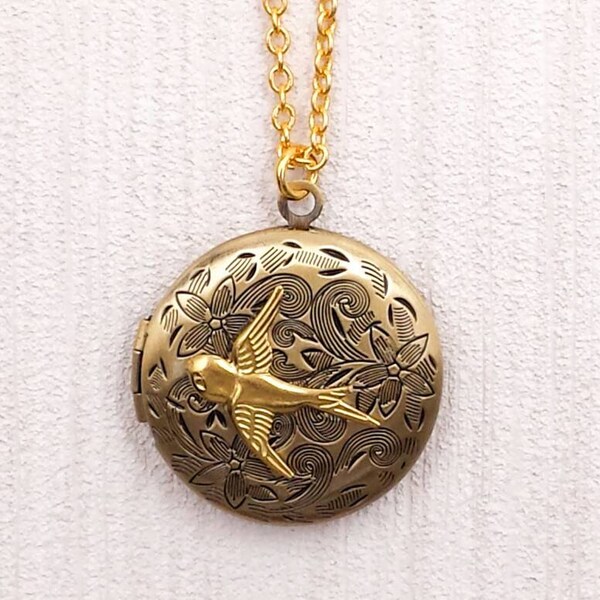 Bird Locket Necklace - Etsy