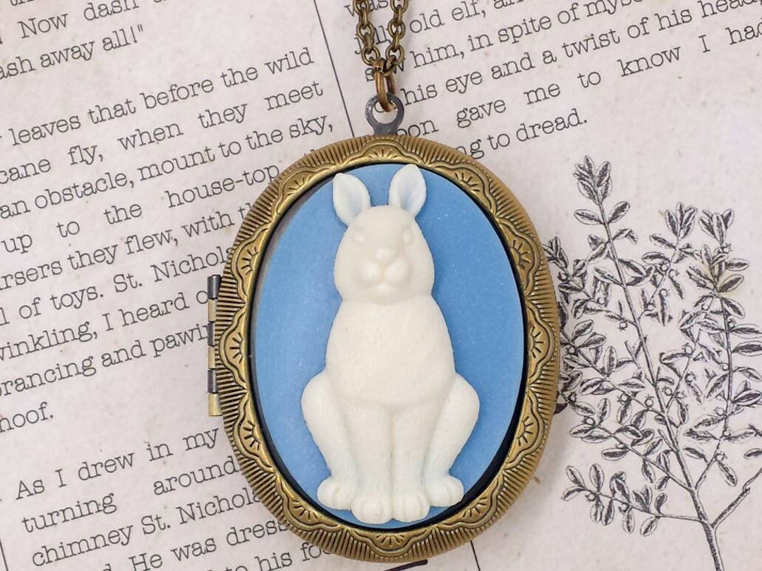 Rabbit Locket Rabbit Cameo Locket Necklace Bunny Necklace Hare Animal ...