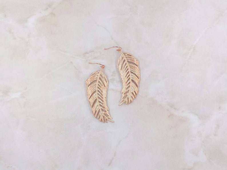 Leaf Earrings Rose Gold Fern Earrings Leafy Branch Earrings - Etsy