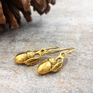 Acorn Earrings Gold Acorn Oak Leaf Earrings Acorn Jewelry - Etsy