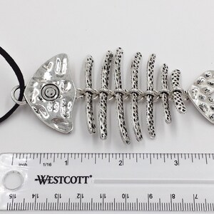 Fishbone Necklace- Long Synthetic Suede Cord Large Skeleton Fish ...