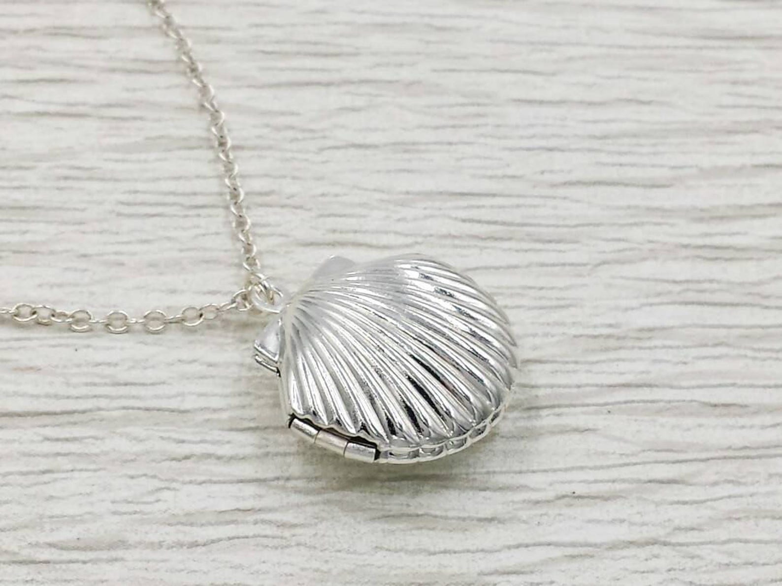 Seashell Locket in Seashell Box Silver Sea Shell Pendant - Etsy