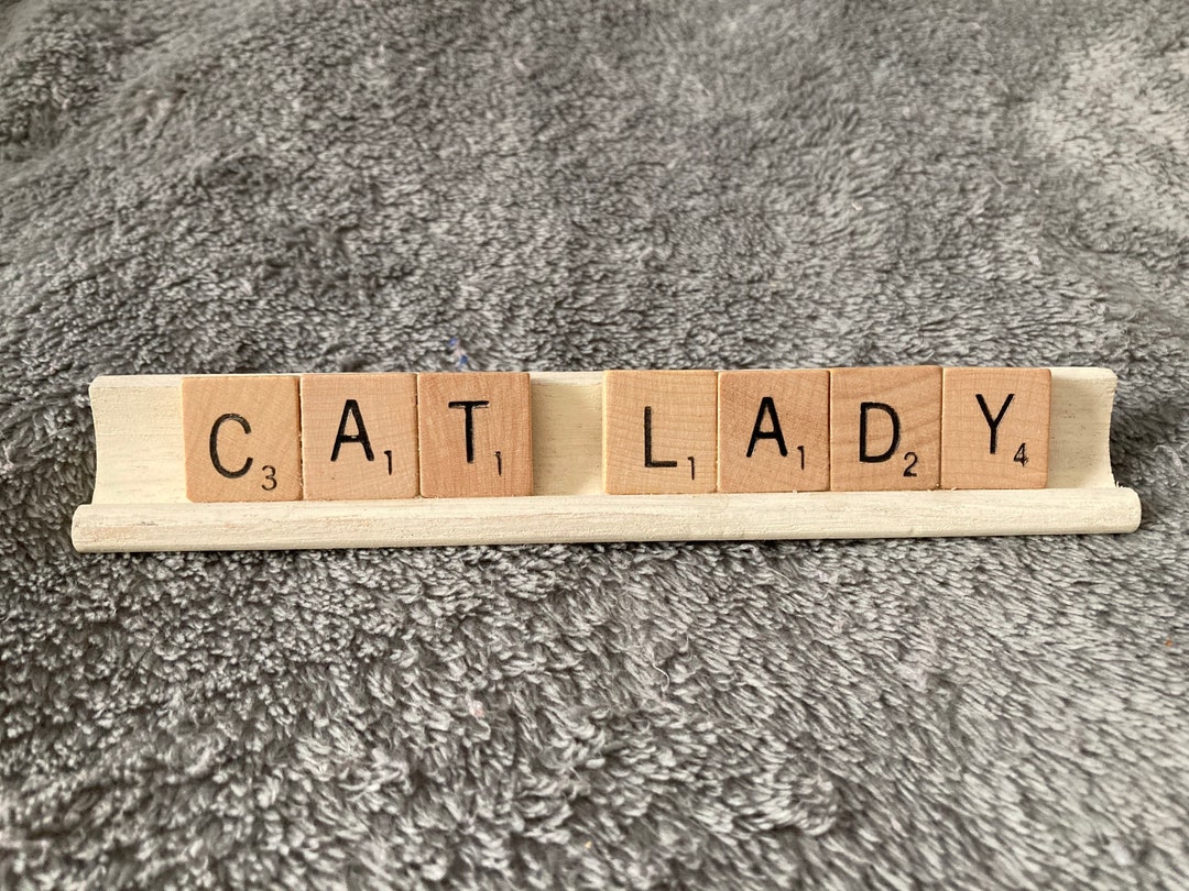 CAT LADY Scrabble Letters Desk Sign - Etsy