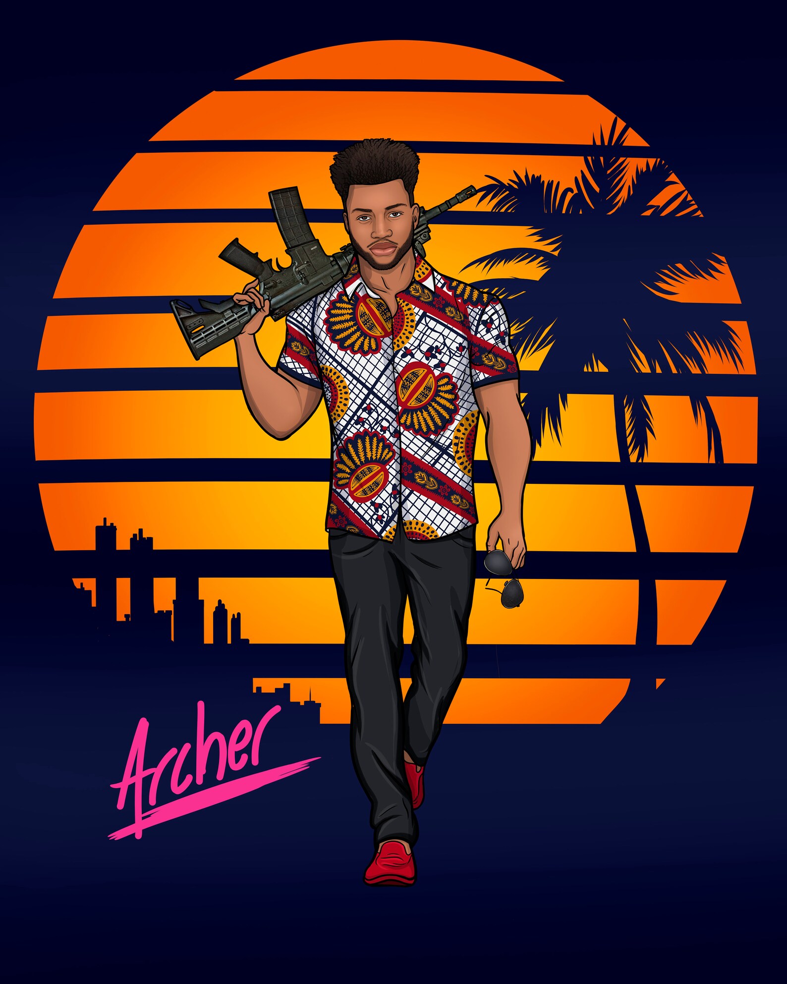 Spy With Gun Portrait Secret Agent Digital Illustration | Etsy