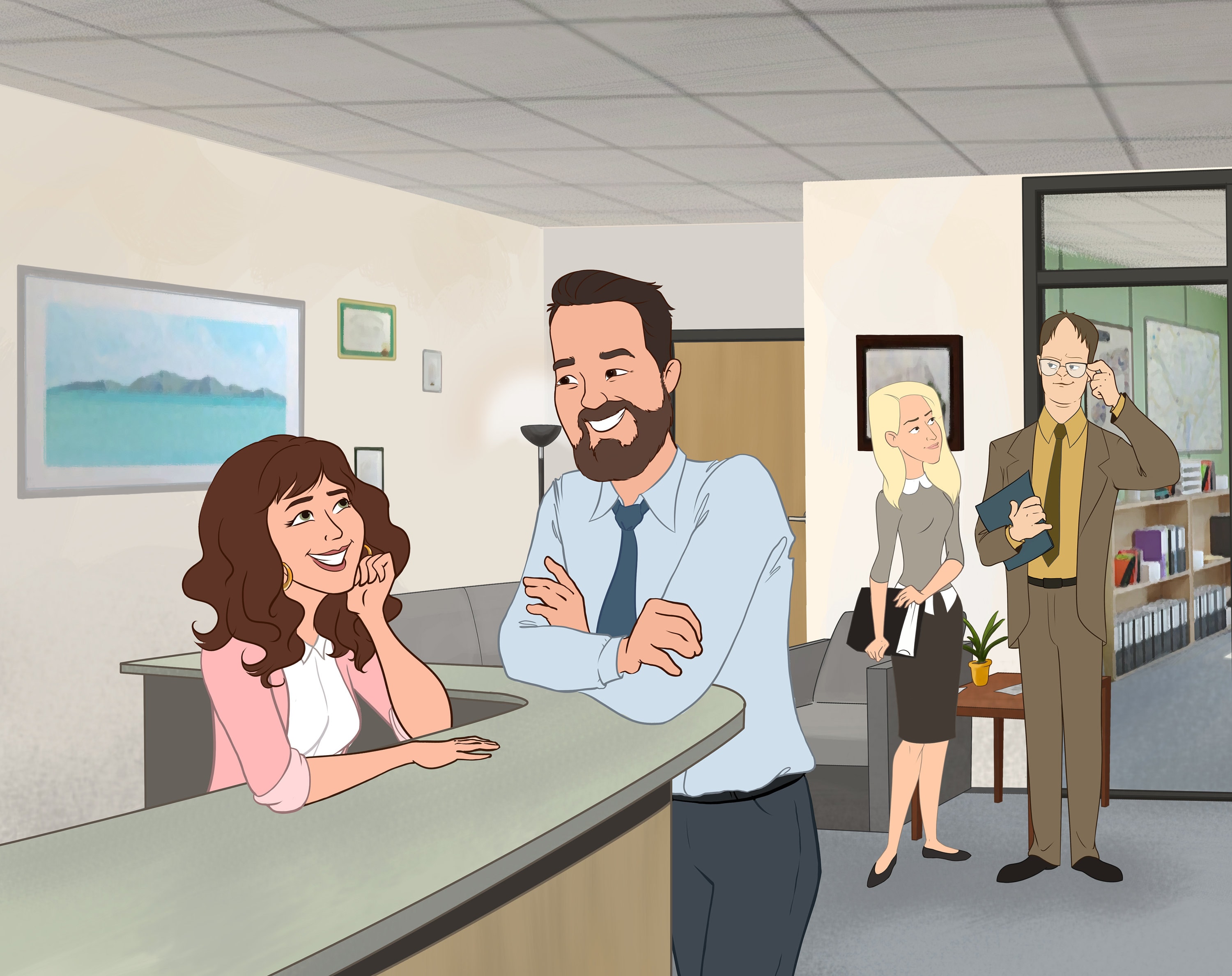 Cartoon Group Illustration the Office Portrait Digital - Etsy