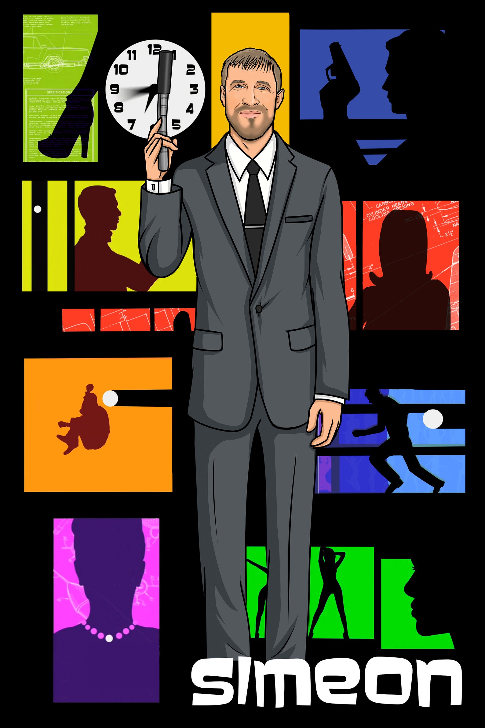 Spy With Gun Portrait Secret Agent Digital Illustration - Etsy