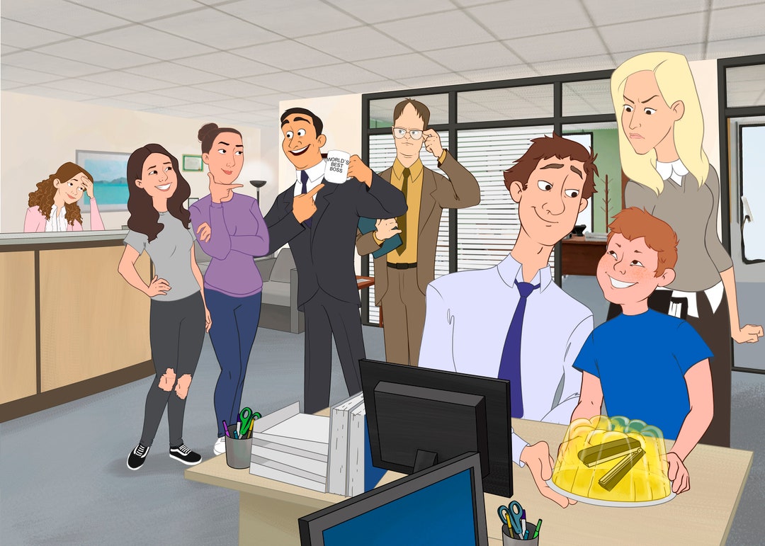 Cartoon Group Illustration, the Office Portrait, Digital Family ...